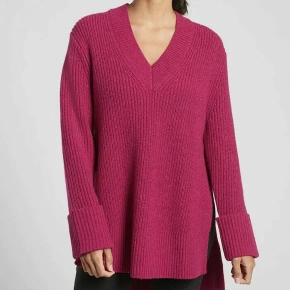 Athleta | Sweaters | Athleta Shasta V Neck Wool Blend Sweater Fuchsia ...